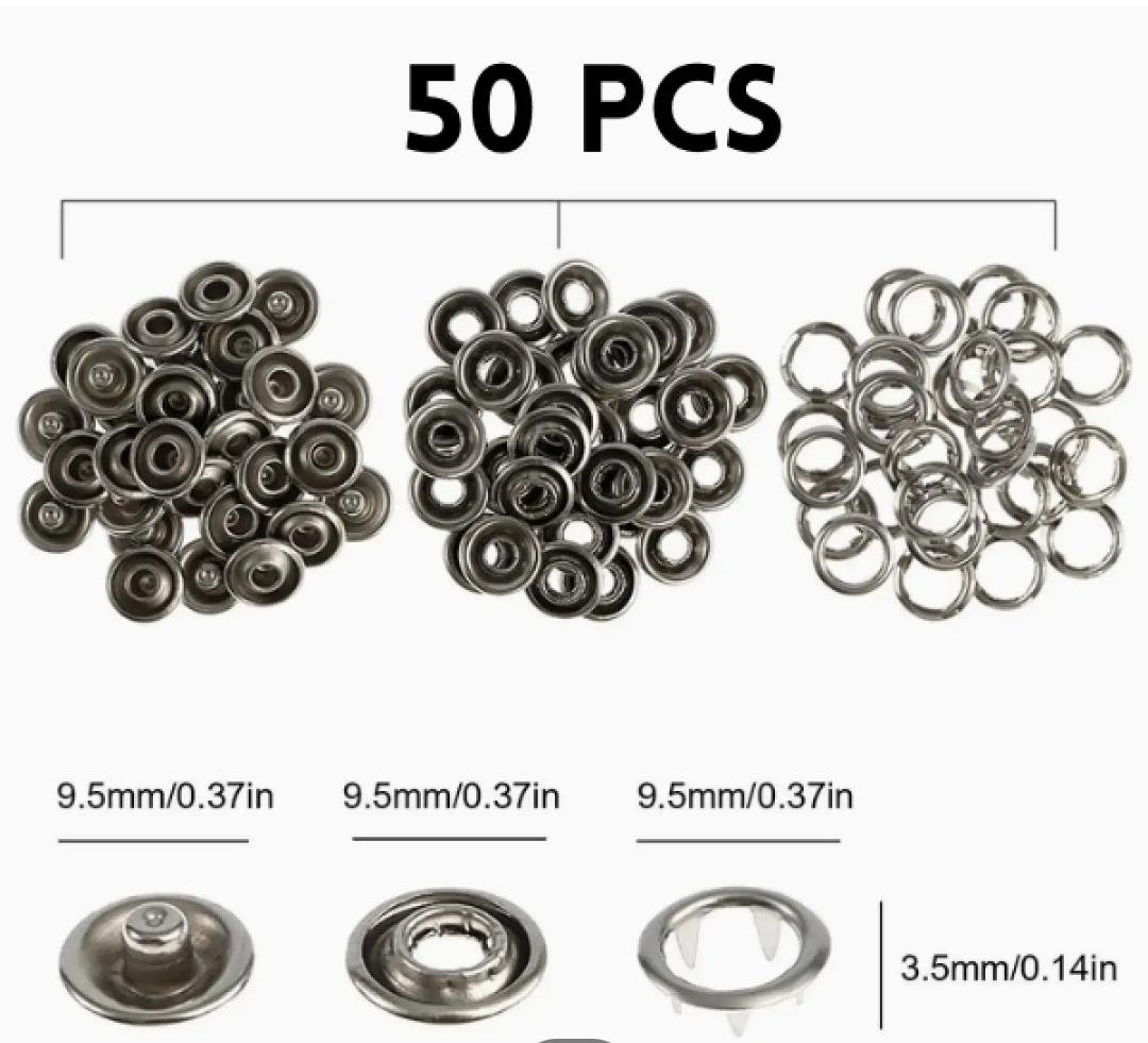 Imported Quality 50 Metal Snaps tich Buttons - Alhajat